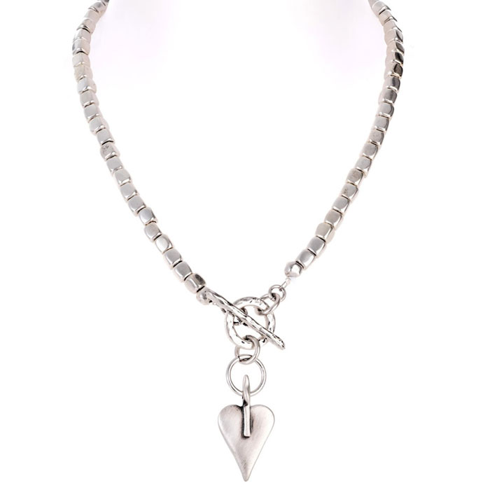 Danon Jewellery Silver Cubes and Heart Necklace